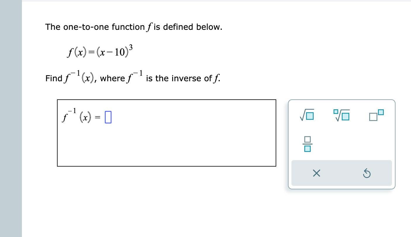 Solved The one-to-one function f is defined below. | Chegg.com