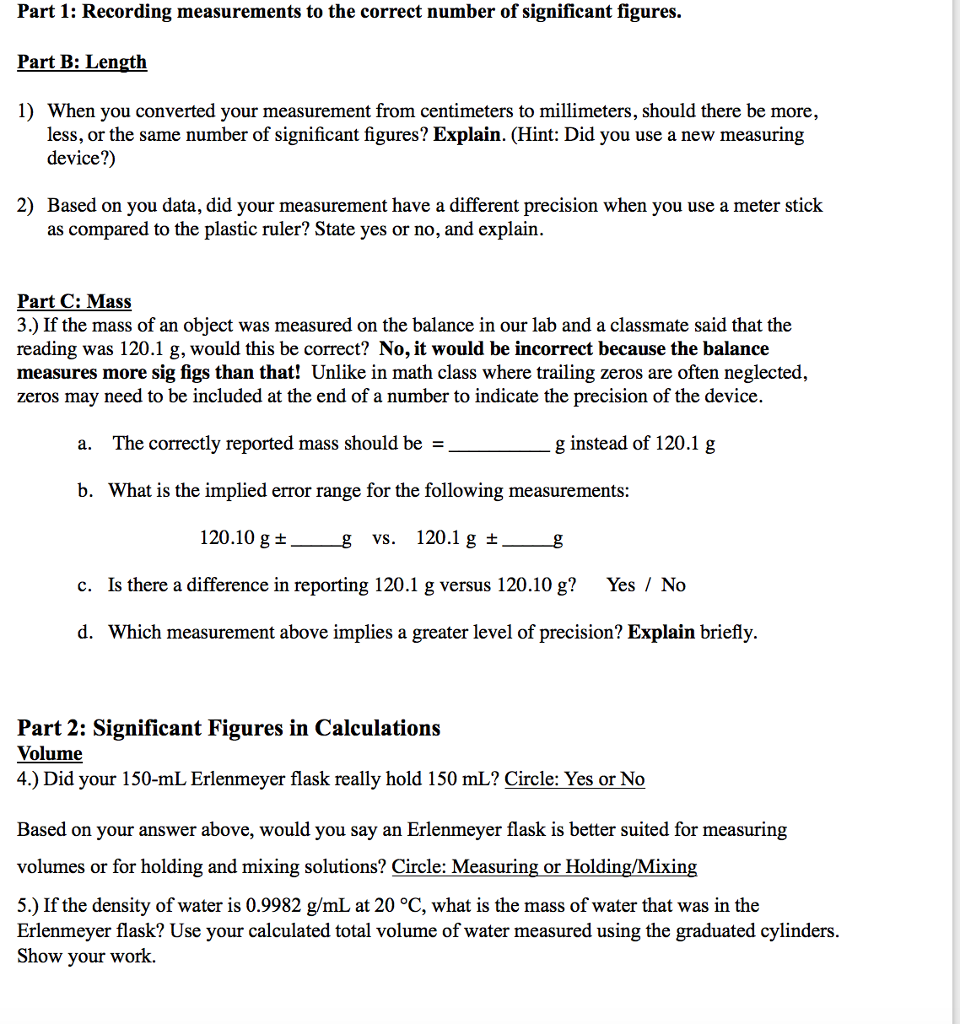 Solved Part 1: Recording measurements to the correct number | Chegg.com