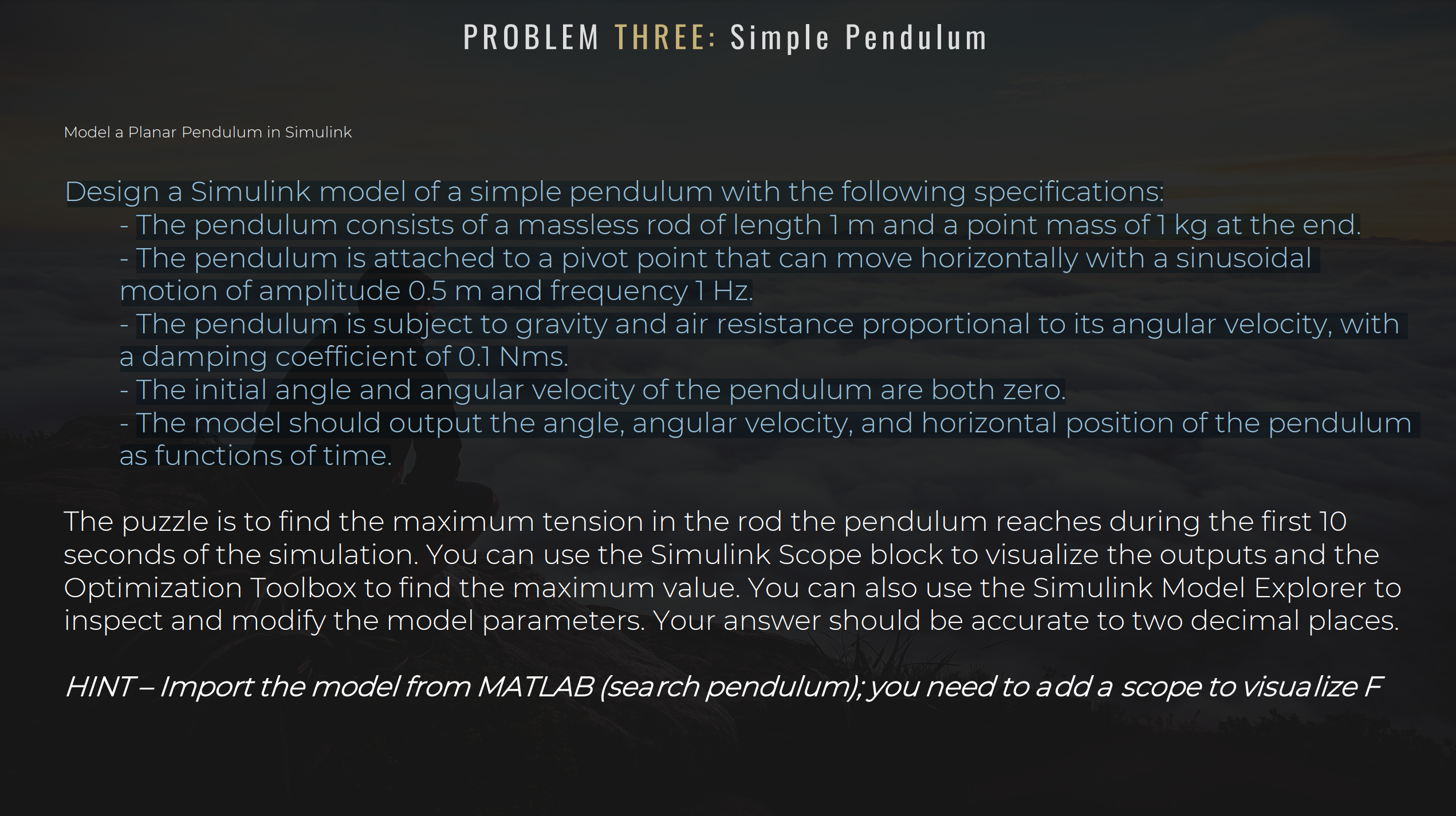 Solved "Designing a Simulink Model for the Simple | Chegg.com