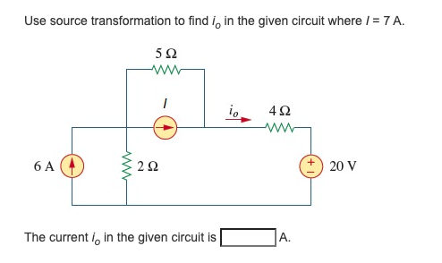 Solved Use source transformation to find io in the given | Chegg.com