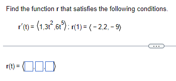 Solved Find the function r that satisfies the following | Chegg.com