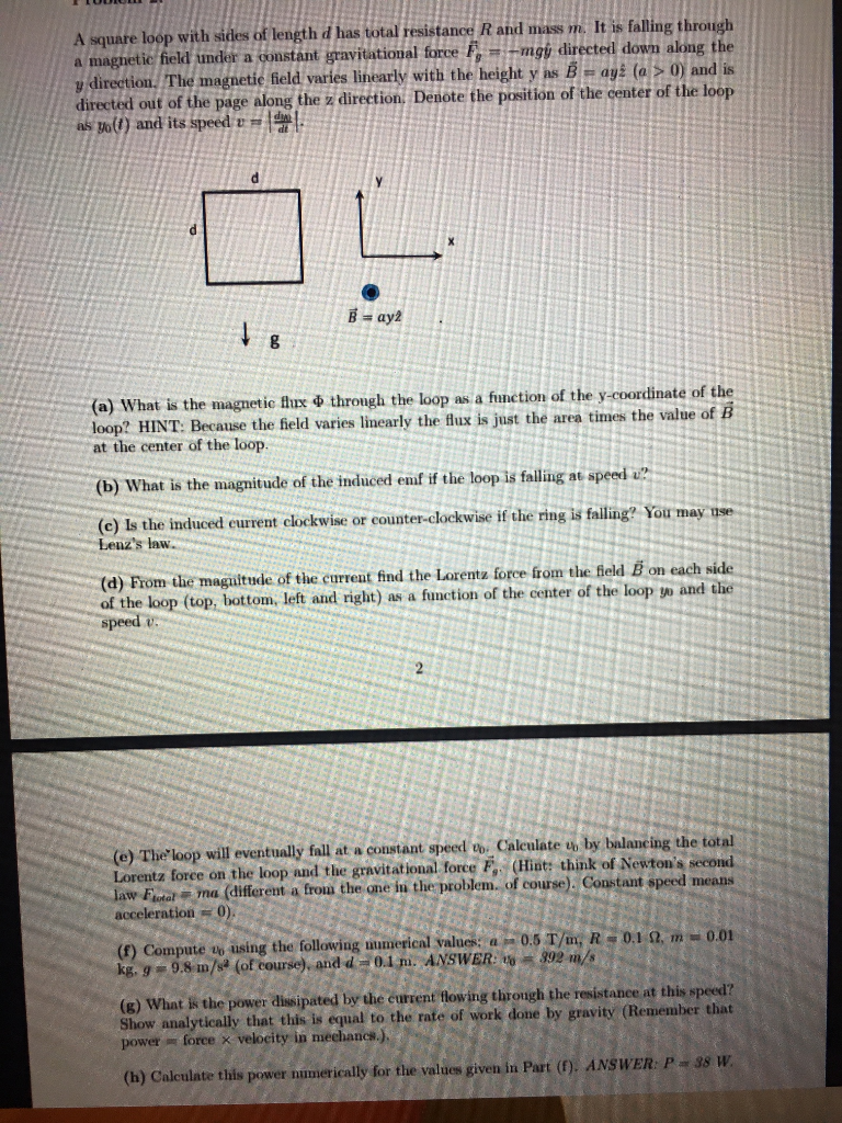 Solved A square loop with sides of length d has total | Chegg.com