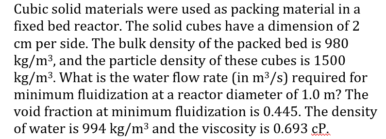 Solved Cubic solid materials were used as packing material | Chegg.com