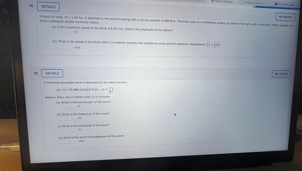 Solved 5. 6. Physics-209: Test- Physics I (Calculus DETAILS | Chegg.com