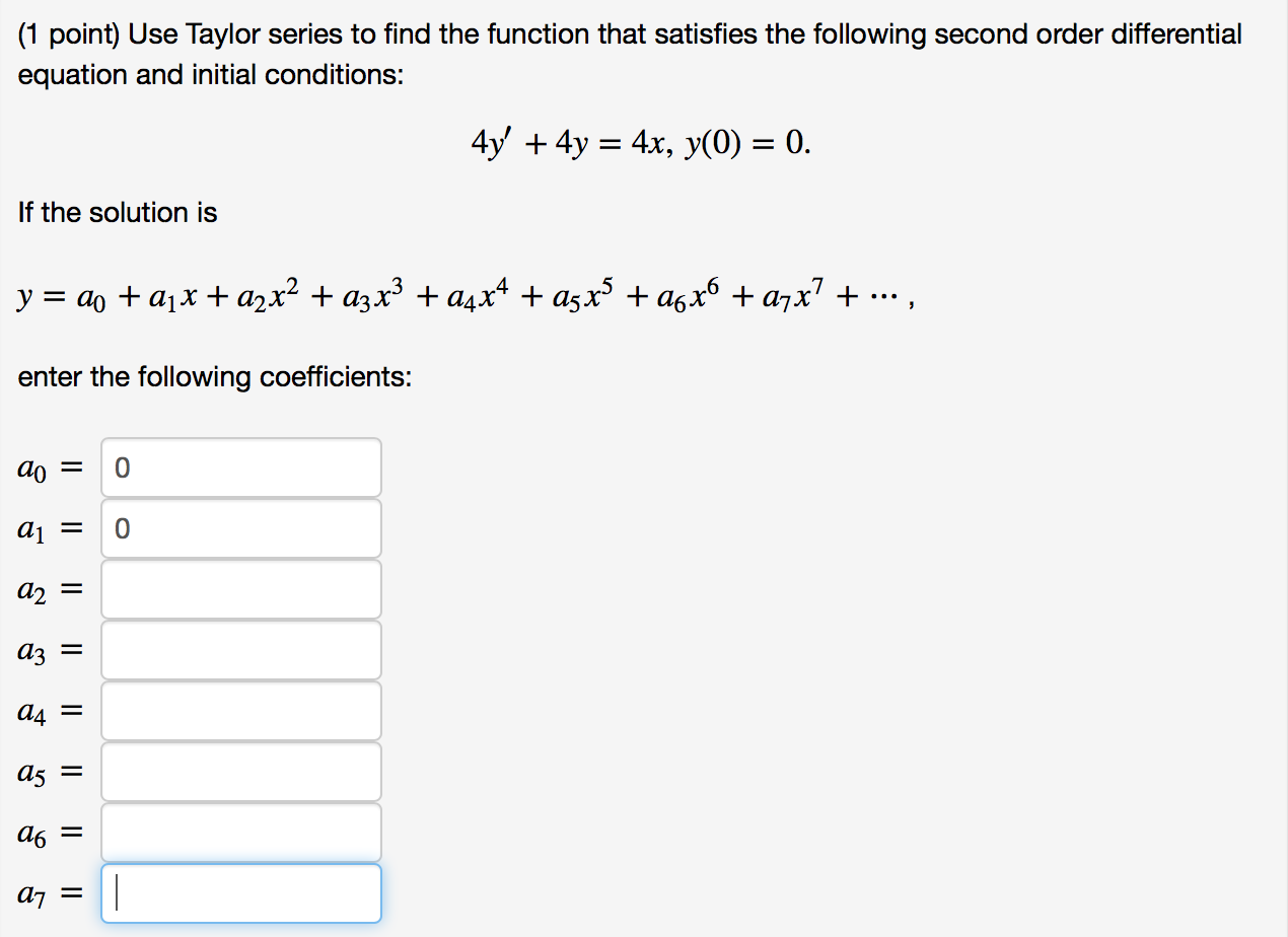 Solved (1 point) Use Taylor series to find the function that | Chegg.com