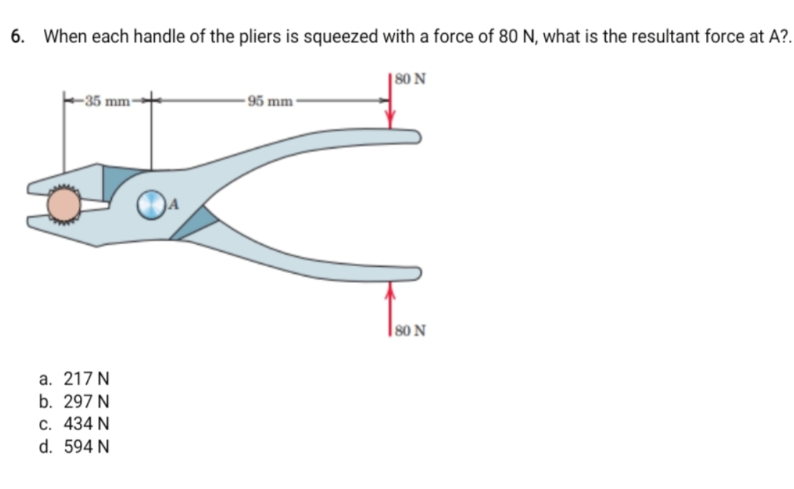 Solved 6. When each handle of the pliers is squeezed with a | Chegg.com