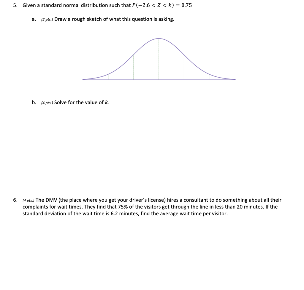 Solved 5. Given a standard normal distribution such that | Chegg.com