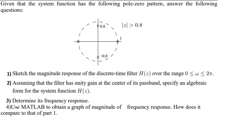 Solved Given that the system function has the following | Chegg.com
