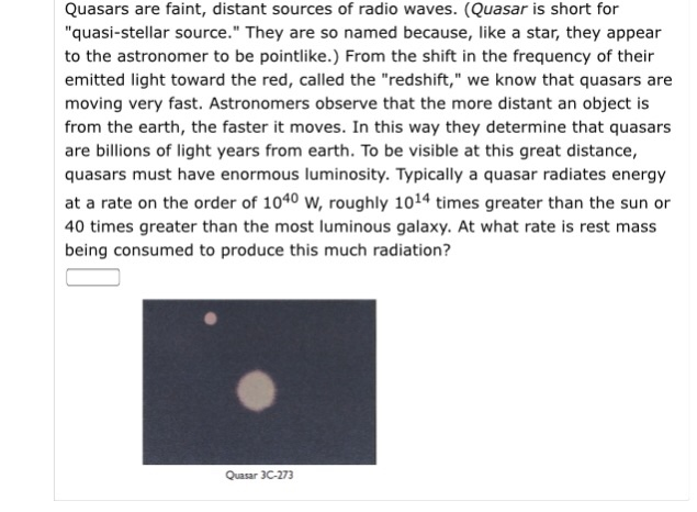 Solved Quasars are faint, distant sources of radio waves. | Chegg.com