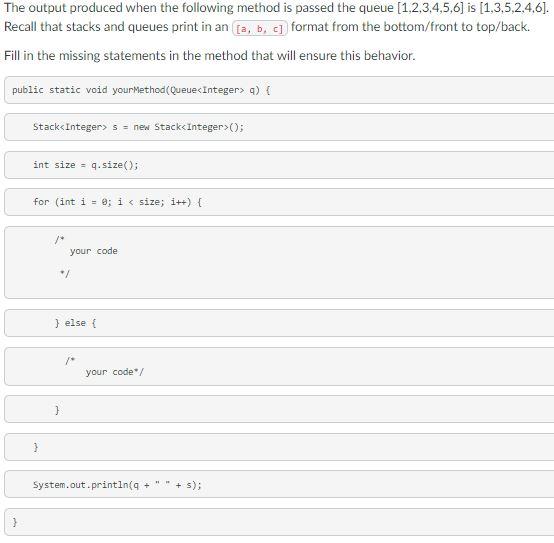 Solved The output produced when the following method is | Chegg.com