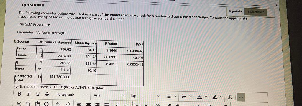 Solved The following computer output was used as a part of | Chegg.com