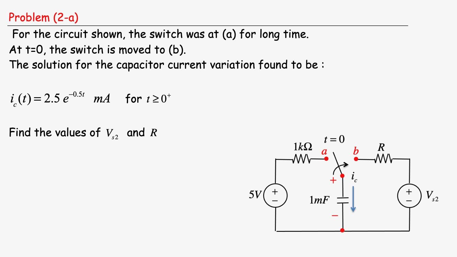 Solved Problem (2-a) For the circuit shown, the switch was | Chegg.com