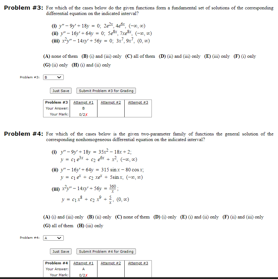 Solved blem \#3: For which of the cases below do the given | Chegg.com