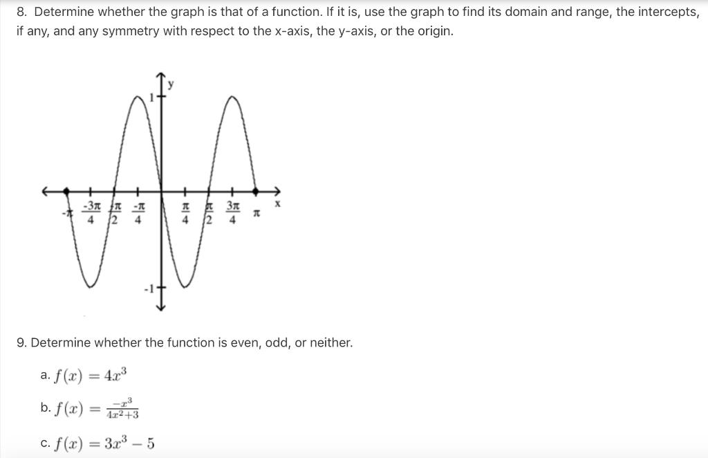 Solved 8. Determine whether the graph is that of a function. | Chegg.com