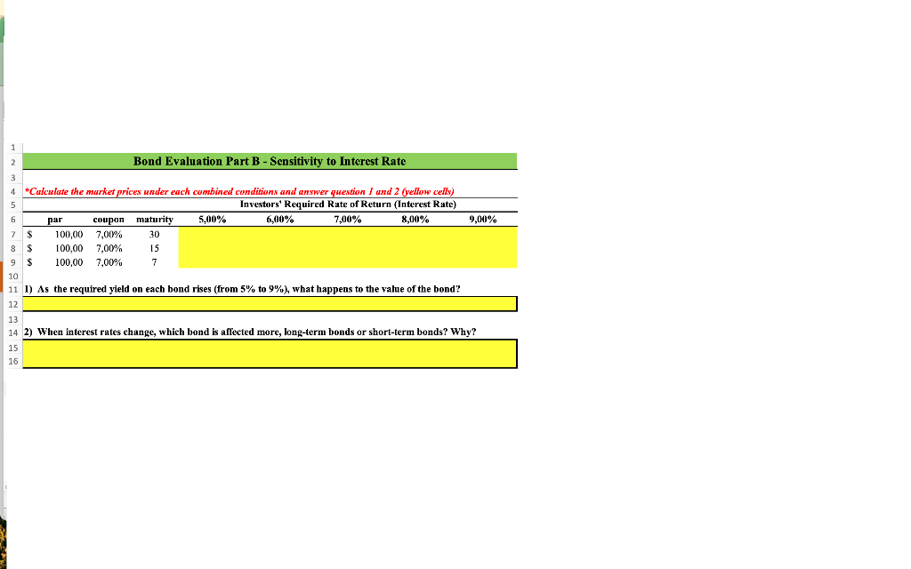 Solved SHOW how to complete the excel doc with formulas. pls | Chegg.com