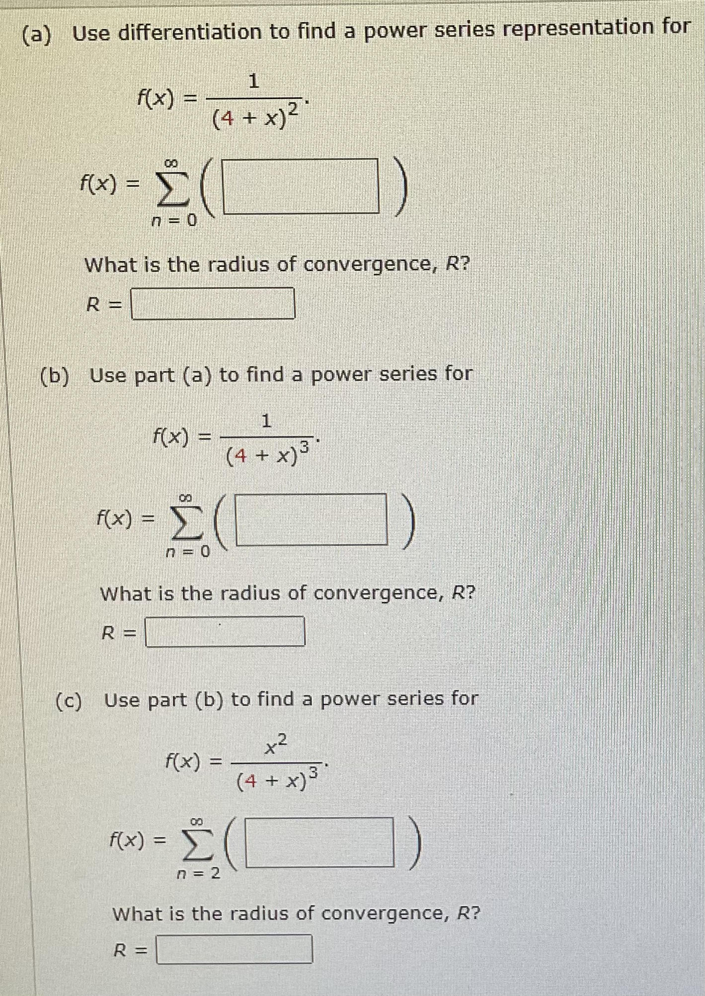 Solved (a) Use differentiation to find a power series | Chegg.com