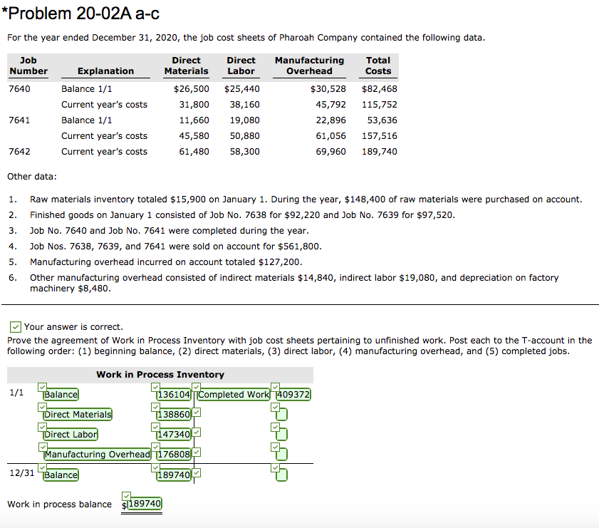 Solved Problem 20 02a A C For The Year Ended December 31 Chegg