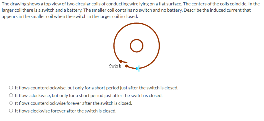 Solved The drawing shows a top view of two circular coils of | Chegg.com