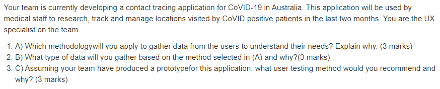 Solved Your team is currently developing a contact tracing | Chegg.com