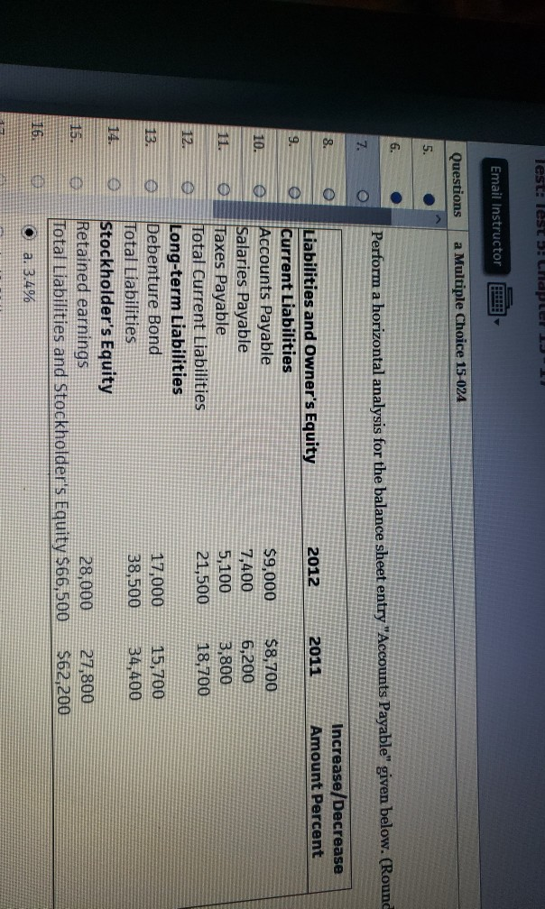 Solved lest: Test 55 C ite T Email Instructor Questions a | Chegg.com