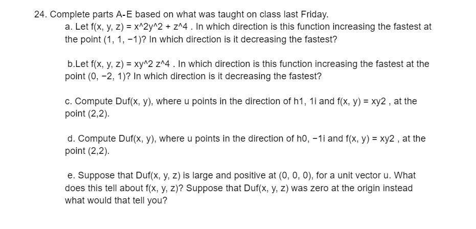 Solved Complete parts A-E based on what was taught on class | Chegg.com