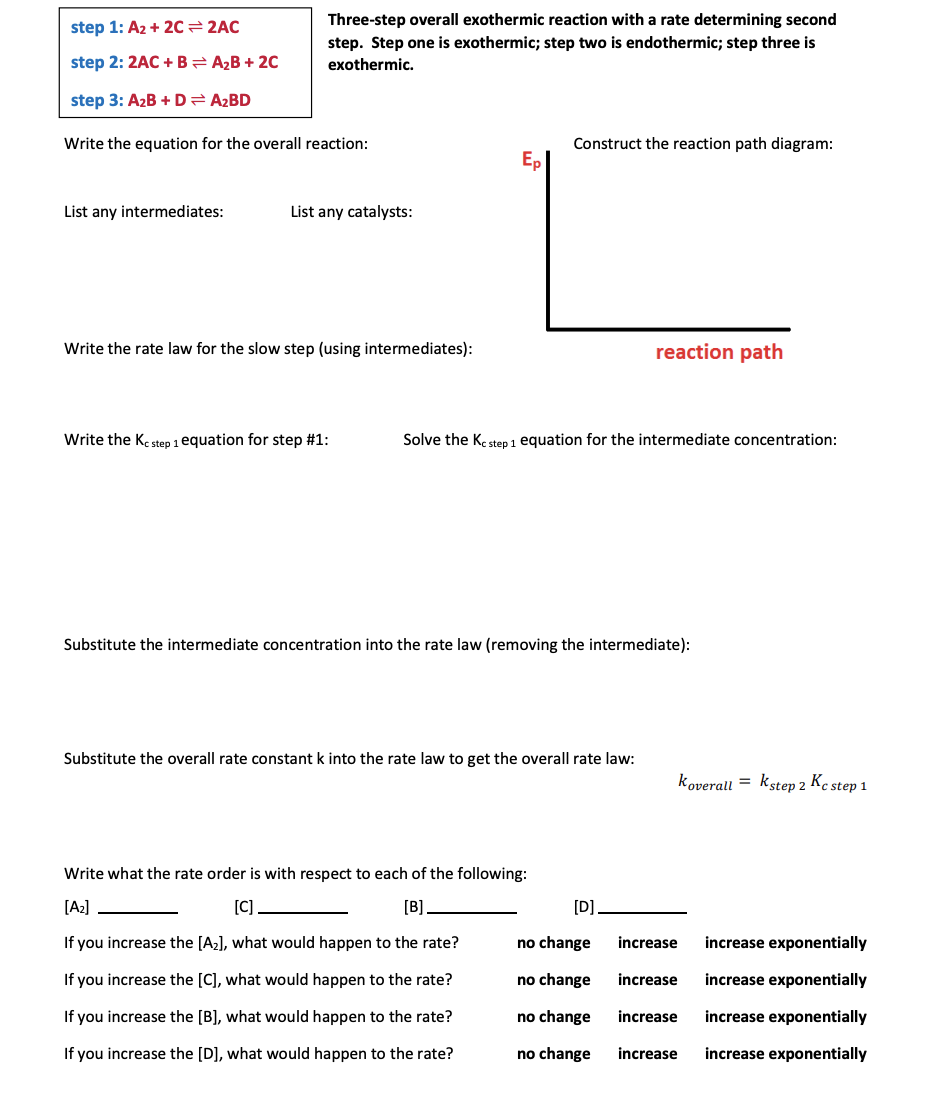 Solved step 1: A2 + 2C = 2AC Three-step overall exothermic | Chegg.com