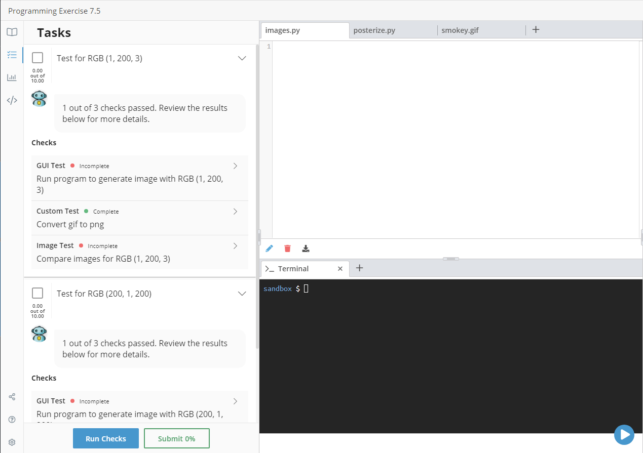 Programming Exercise 7.5 0 Instructions images.py | Chegg.com