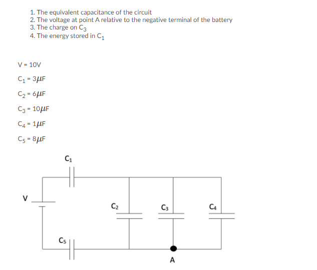 Solved 1. The equivalent capacitance of the circuit 2. The | Chegg.com