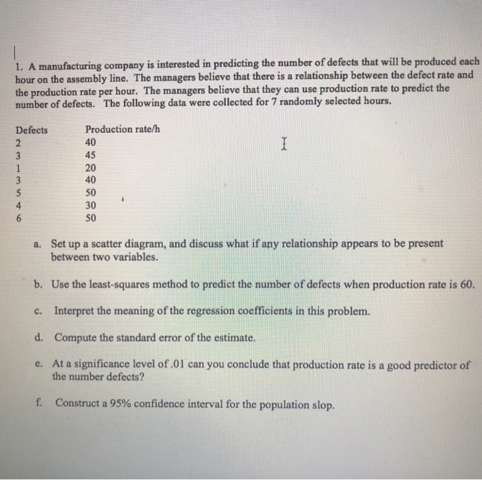 Solved 1 A Manufacturing Company Is Interested In 