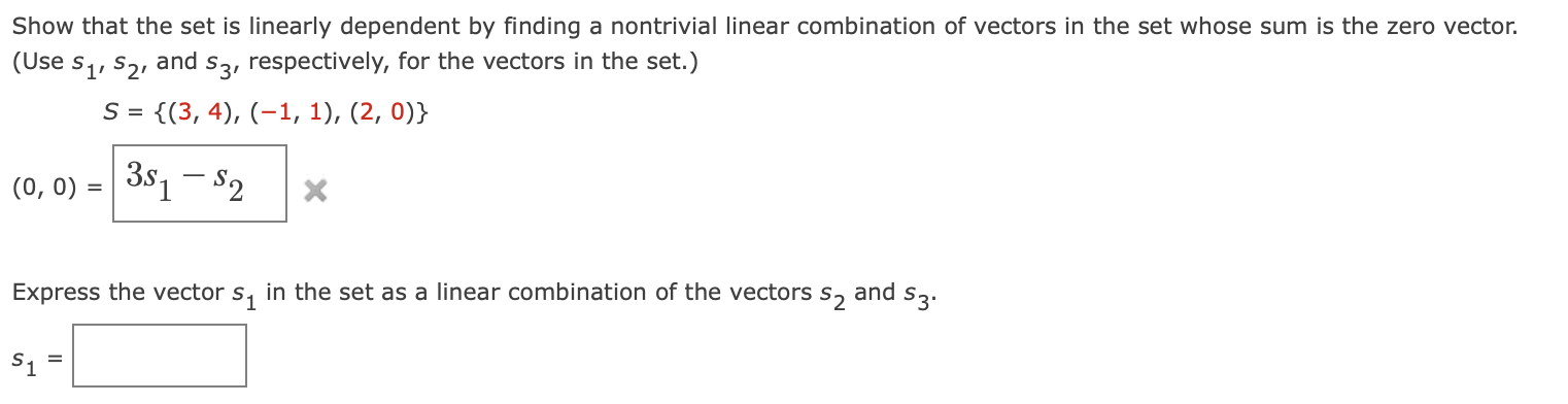 Solved Show that the set is linearly dependent by finding a | Chegg.com