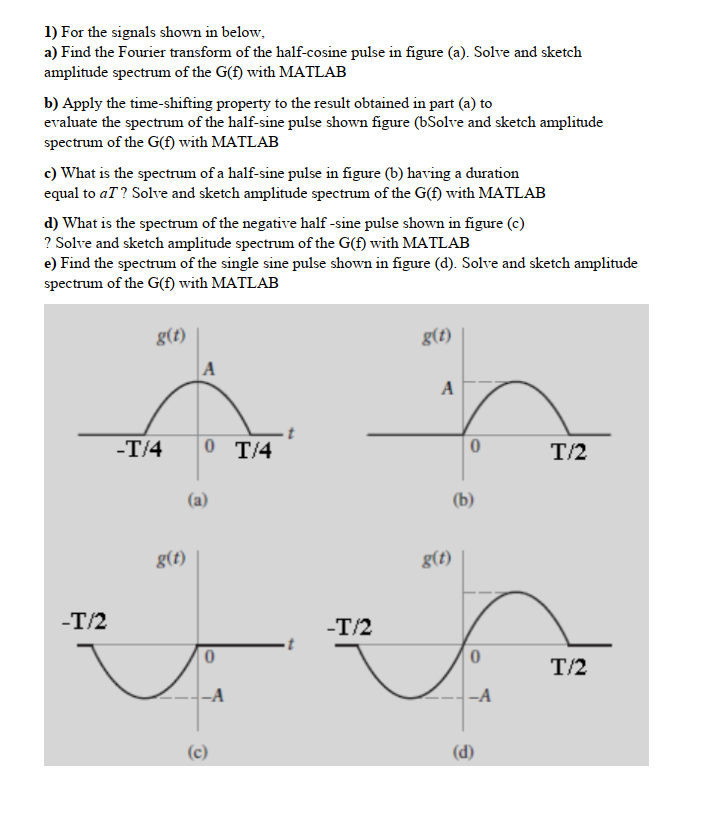 Solved 1) For the signals shown in below, a) Find the | Chegg.com