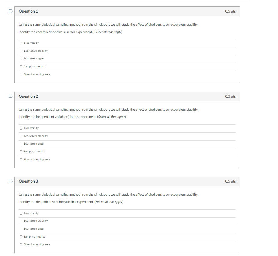 Solved Using the same biological sampling method from the | Chegg.com