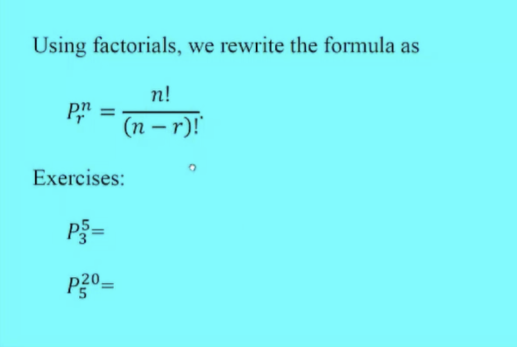 Solved Using factorials, we rewrite the formula as | Chegg.com