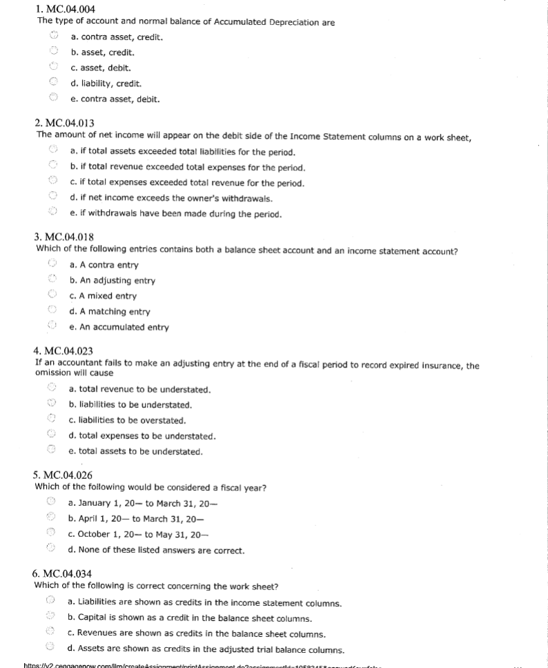 Solved 1. МС.04.004 The type of account and normal balance | Chegg.com