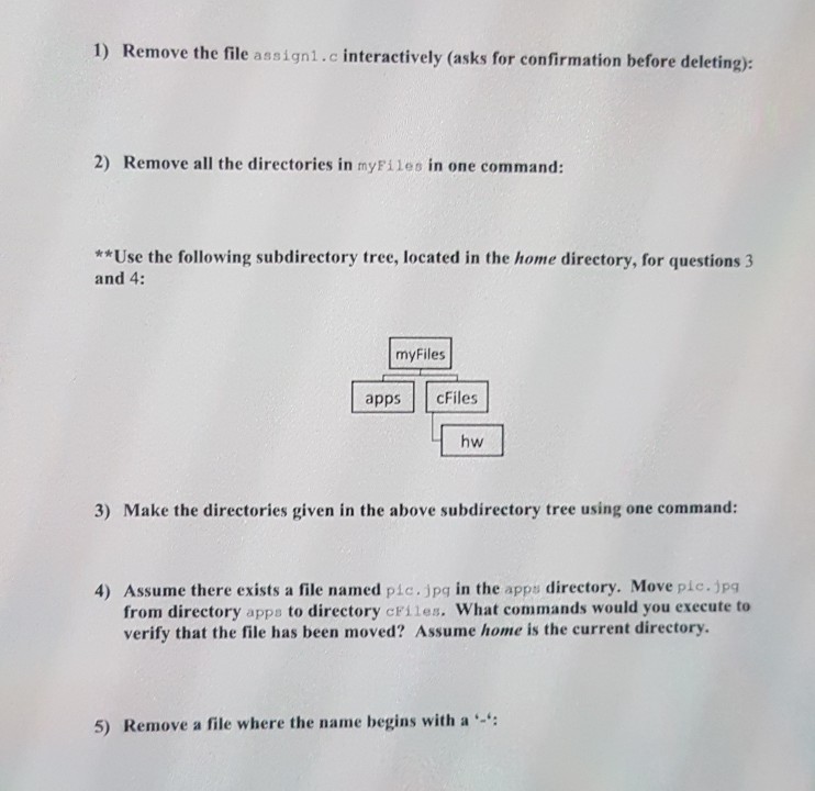Solved 1) Remove the file assigni.c interactively (asks for | Chegg.com