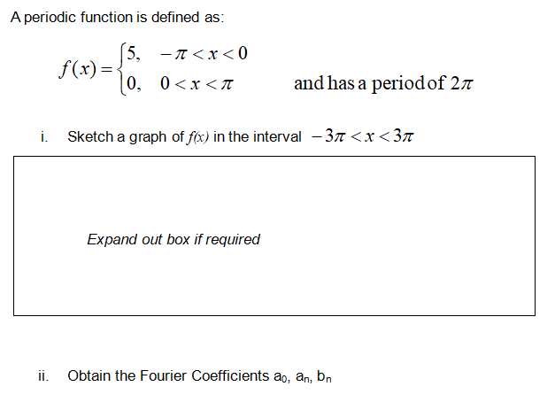Solved A periodic function is defined as: 5, -1 | Chegg.com