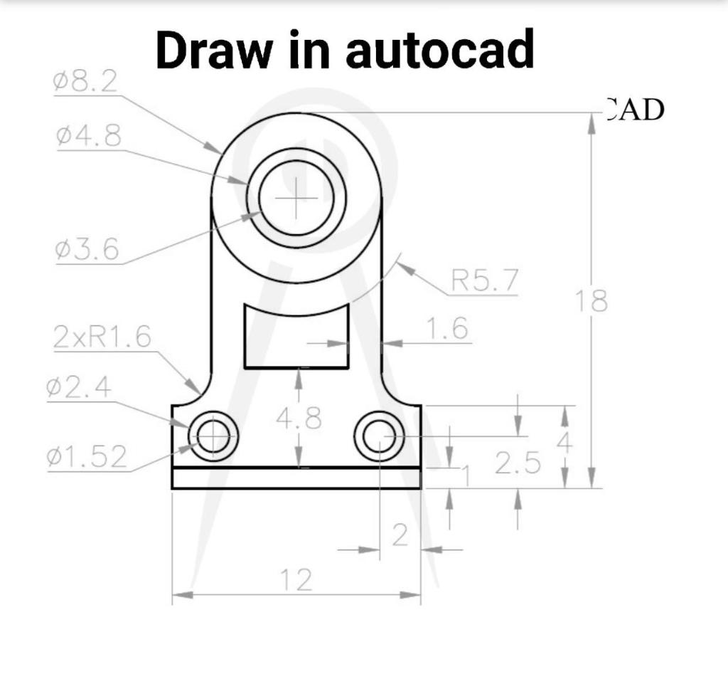 Solved Draw in autocad 08.2 CAD 04.8 03.6 R5.7 18. 2xR1.6 | Chegg.com