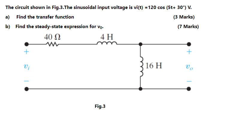 Solved The circuit shown in Fig.3.The sinusoidal input | Chegg.com