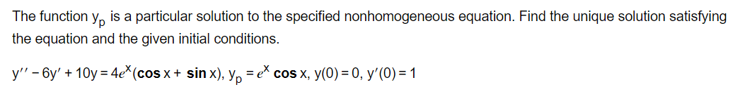 Solved The function yp is a particular solution to the | Chegg.com