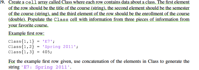 Solved Create a cell array called Class where each row | Chegg.com