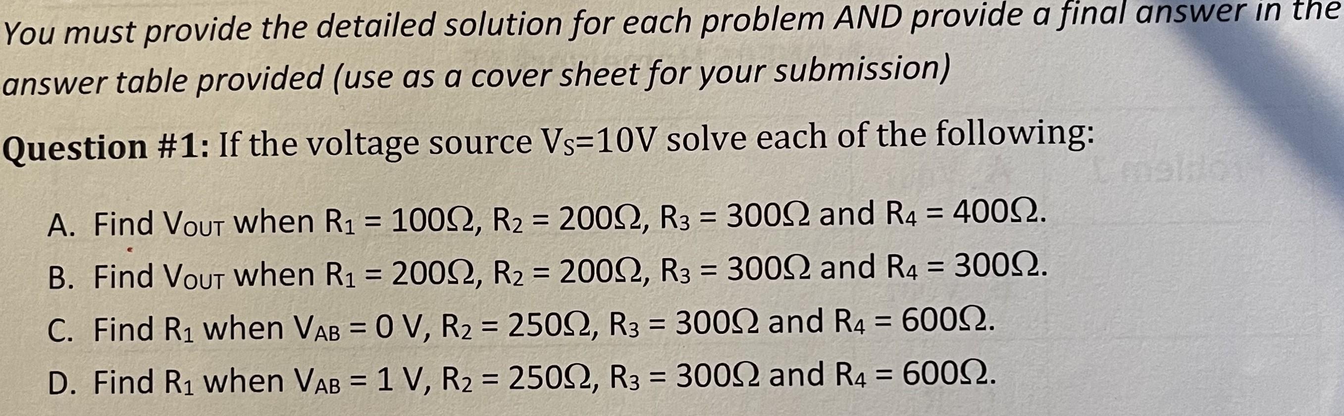 Solved You must provide the detailed solution for each | Chegg.com