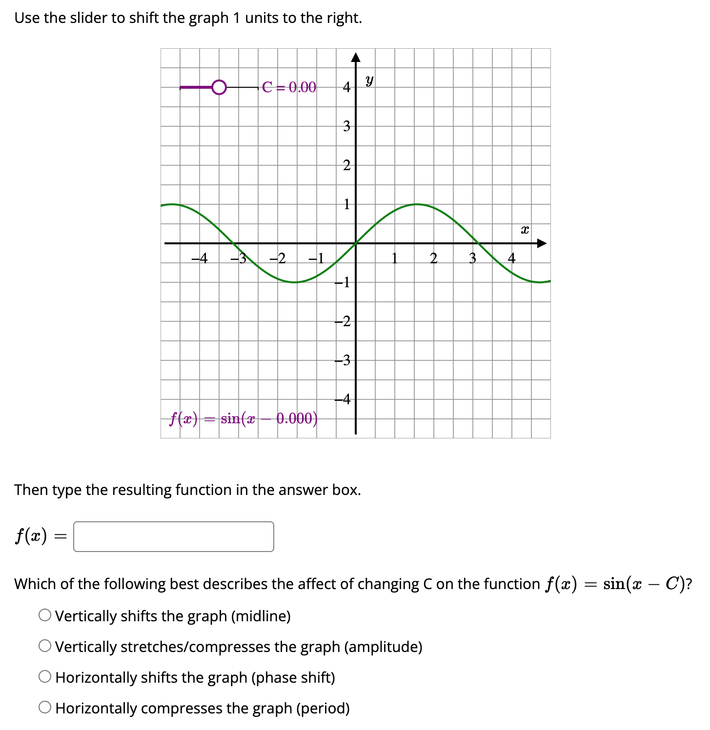 Solved Use the slider to shift the graph 2 units upward. | Chegg.com