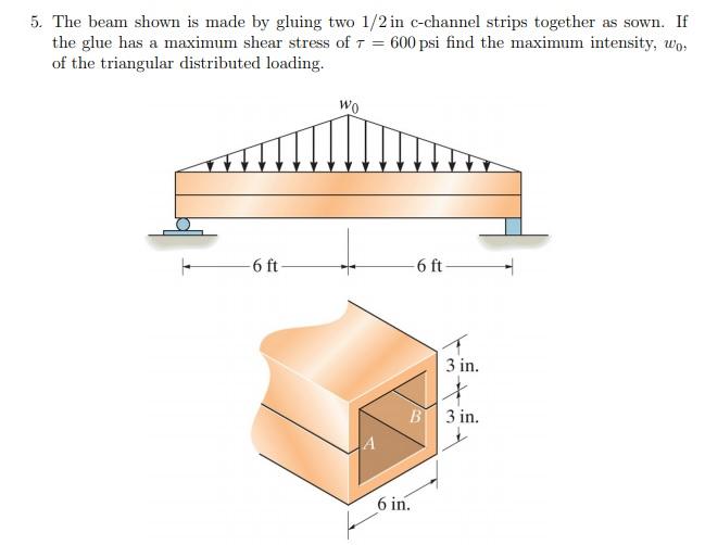 Solved 5. The beam shown is made by gluing two 1/2 in | Chegg.com