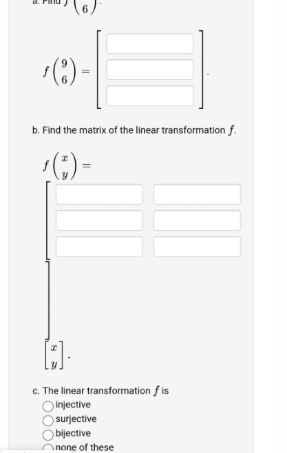 Solved f(96)=[] b. Find the matrix of the linear | Chegg.com