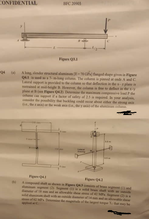 Solved CONFIDENTIALQ4(a) ﻿A long, slender structural | Chegg.com