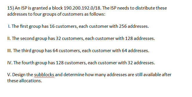 Solved An ISP is granted a block 190.200.192.0/18 ﻿The ISP | Chegg.com