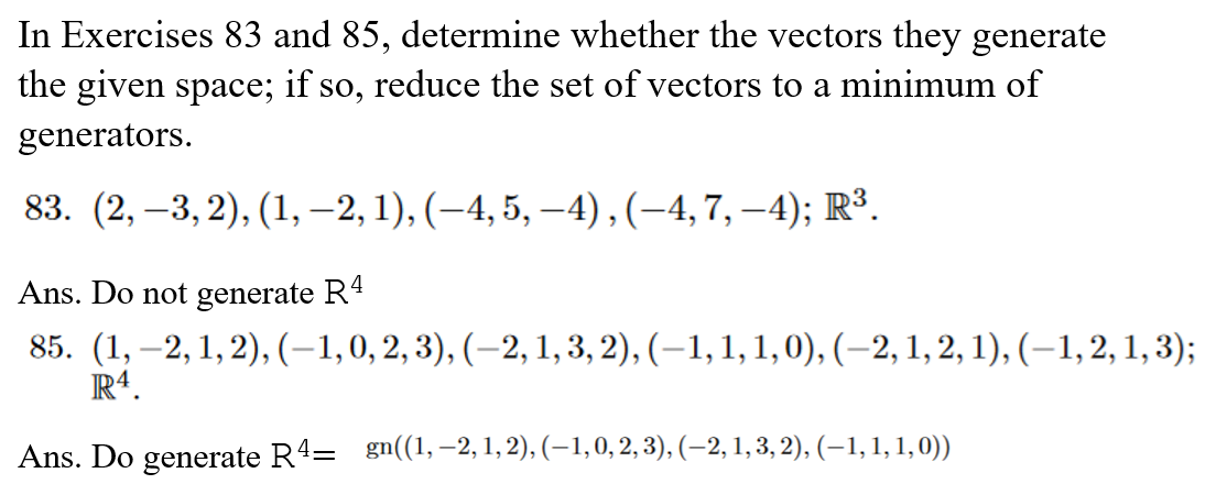 Solved In Exercises 83 and 85, determine whether the vectors | Chegg.com