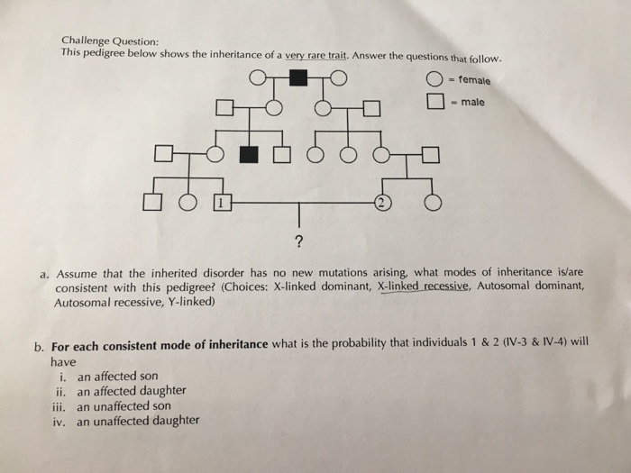 Solved This pedigree below shows the inheritance of a very | Chegg.com