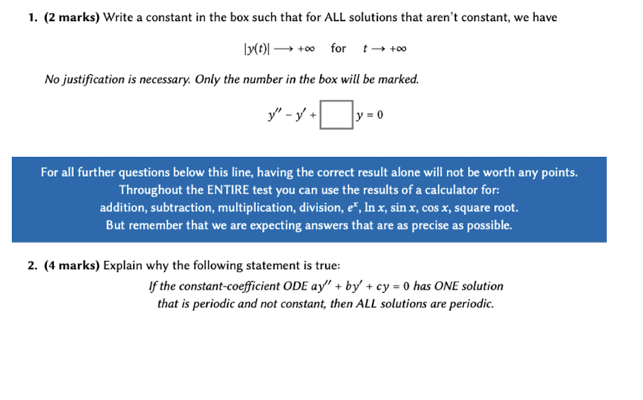 Solved 10. In this question, we will consider the ODE ty” – | Chegg.com
