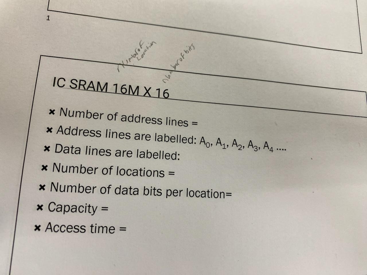× Number Of Address Lines × Address Lines Are 